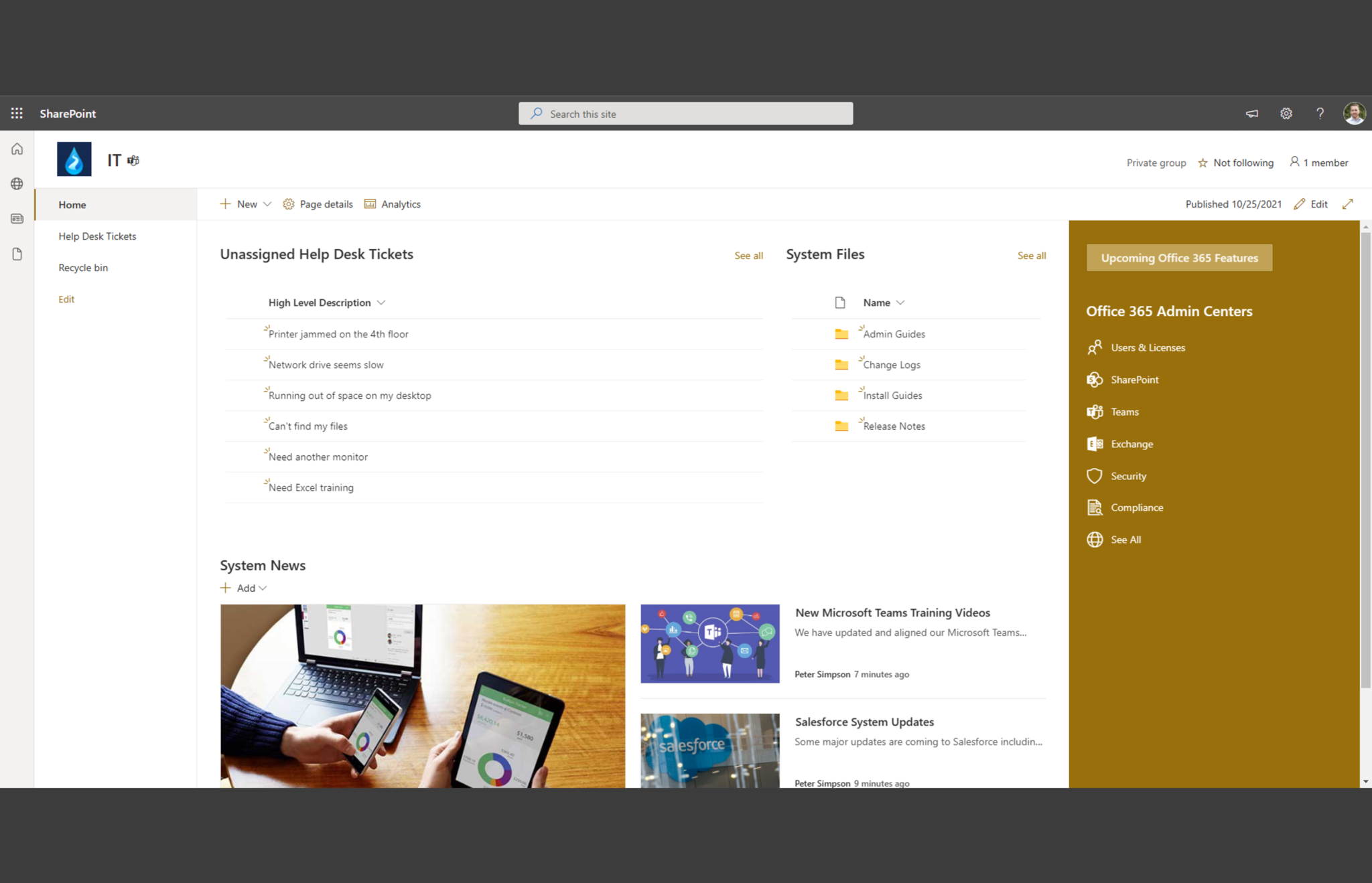 Corporate Intranet in SharePoint Online by eSoftware Associates